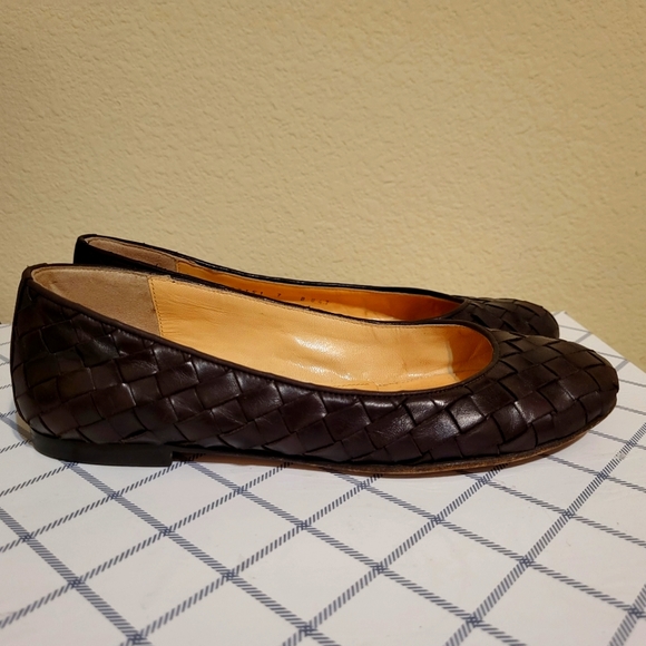 Cole Haan | Shoes | Cole Haan Chocolate Brown Basket Weave Ballet Flats ...